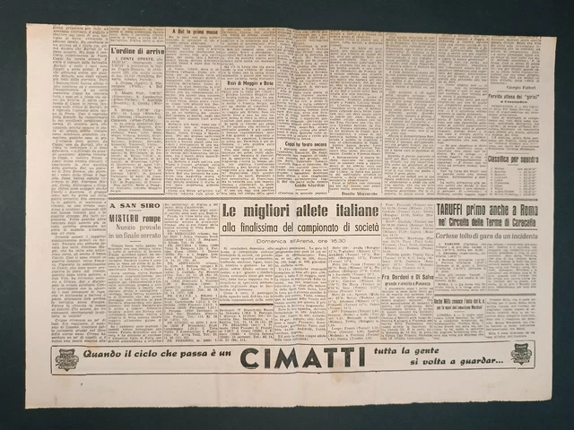 PAGINA RIVISTA LA Gazzetta dello Sport n. 134 (1947) Oreste Conte EUR 8 ...