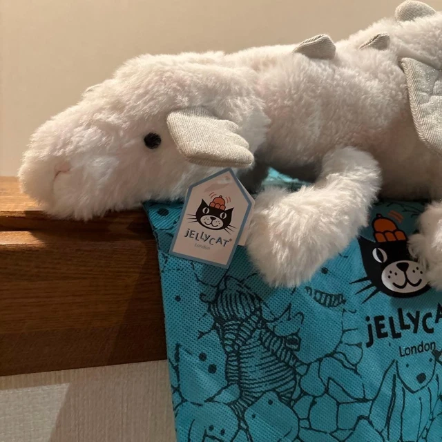 JELLYCAT SNOW DRAGON Huge 19.7" 50cm Plush Stuffed Toy w/ Storage Bag ...