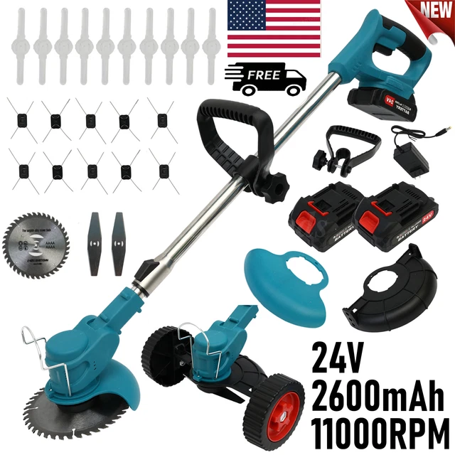 ELECTRIC CORDLESS GRASS String Trimmer Lawn Edger Weed Wacker Cutter ...