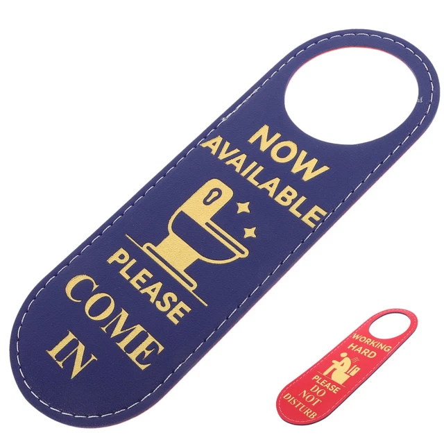 FUNNY POOPING DOOR Sign Double-Sided Toilet Door Hanger Sign Hanging ...