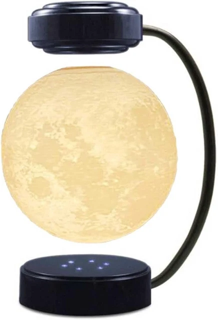 LEVITATING MOON LAMP Black 3D Printed Floating LED Night Light Iron ...