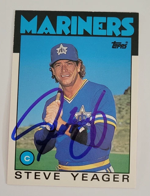 CARTE AUTOGRAPHE STEVE Yeager signée 1986 Topps échangée #130T Seattle ...