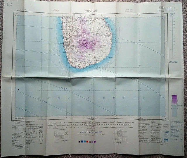 ORIGINAL 1945 CEYLON Sri Lanka Map War British Army Military Wwii Ww2 ...