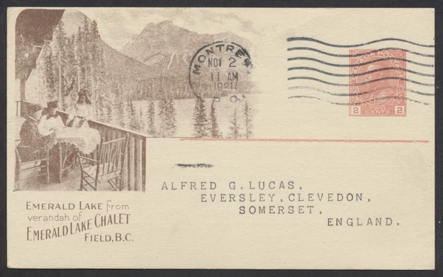 1921 CPR 70C 2c Admiral Sepia View Card Emerald Lake Chalet Earnings to ...