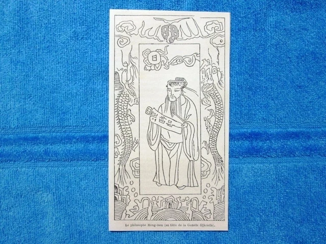 GRAVURE ANNÉE 1864 - Le philosophe Meng-tseu - Il filosofo Mencio EUR ...