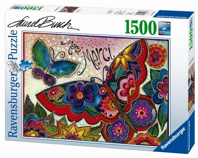 RAVENSBURGER 16332 COLORED BUTTERFLIES Laurel Burch 1500 PIECES JIGSAW ...