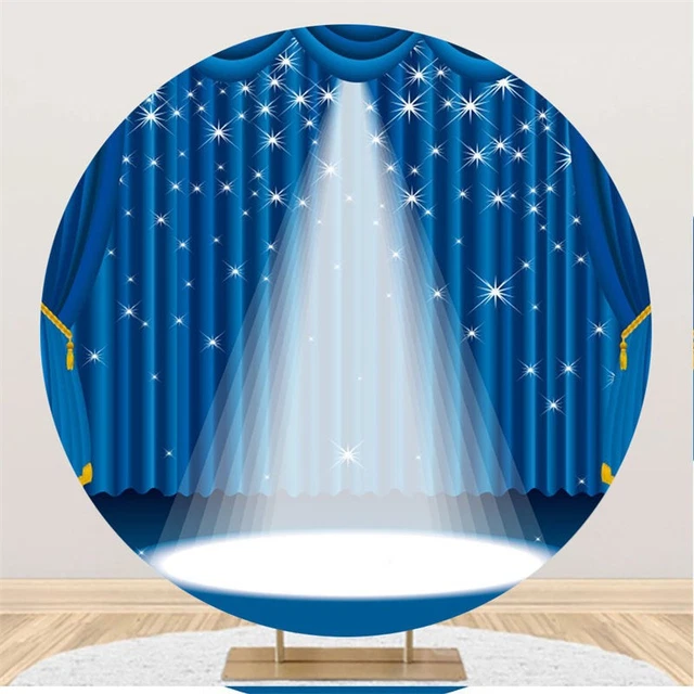 BRIGHT LIGHT BLUE Curtain Round Birthday Party Backdrop $37.79 ...