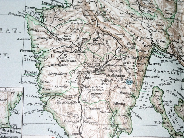 1912 ANTIQUE MAP Of Slovenia Laibach Carniola Italy Trieste Istria ...