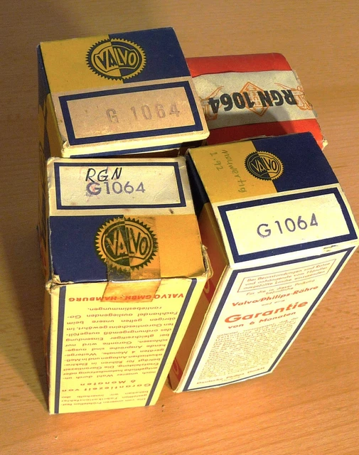 RGN1064 GLEICHRICHTERRÖHREN, 4 Stück von Valvo/Telef. in Verpackung ...