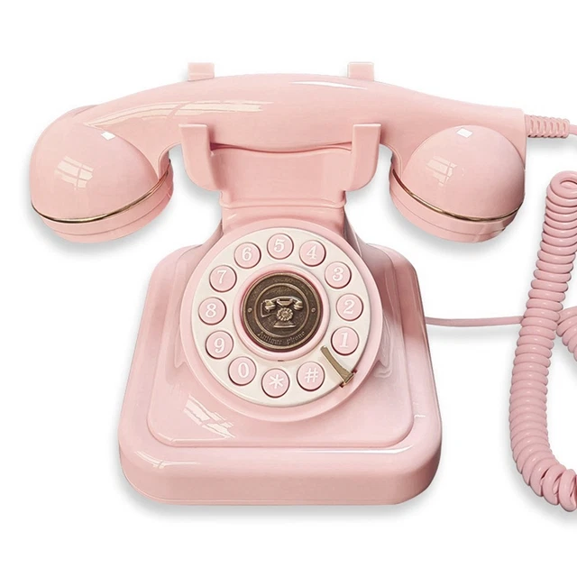 2X(RETRO WIRED Dial Telephone Plug-in Home Fixed Landline Antique ...