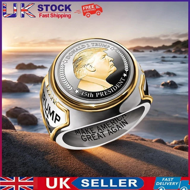 TWO-COLOR DONALD TRUMP Ring Trump Engrave Ring Trump Fashion Ring for ...
