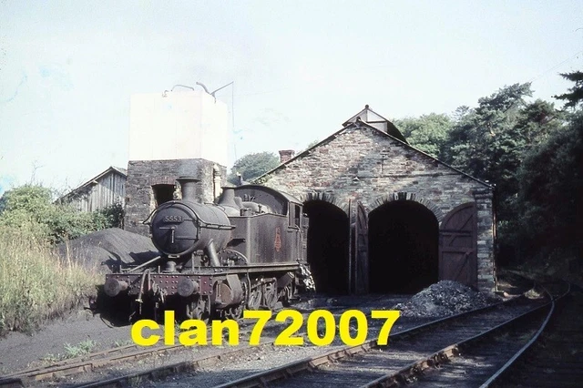 RAILWAY COLOUR SLIDE ex GWR 5553 2-6-2T at Moorswater mpd Cornwall. £8. ...