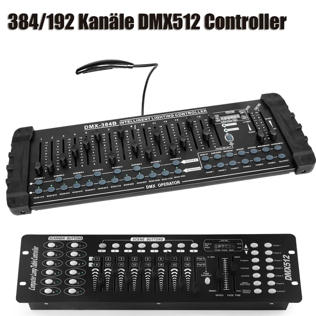 384/192 KANÄLE DMX-512 Controller-Konsole für DJ Disco Party mit Bühnenlichtlase EUR 70,20 ...