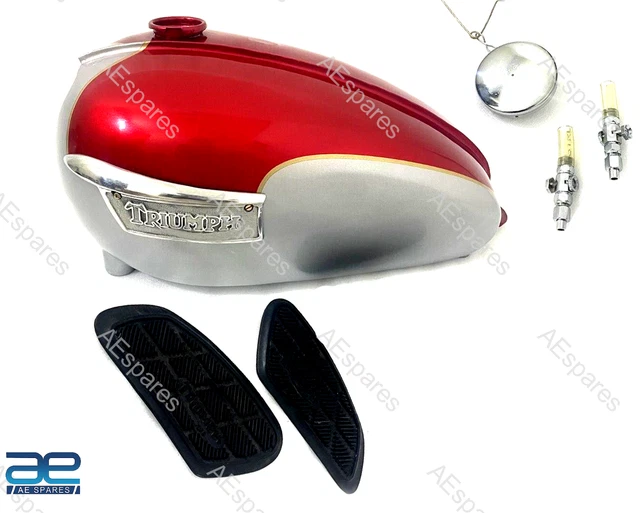 FITS FOR TRIUMPH T120 Gas Fuel Petrol Tank Cherry & Silver Painted ECs £255.25 - PicClick UK