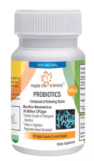 PROBIOTIC BLEND OF Bacillus coagulans 20 Billion CFU/GRAM Capsules 34 ...