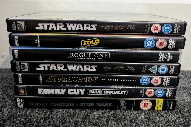 STAR WARS DVD Bundle Joblot Episodes 1-6 Rogue, Solo, Family Guy, Robot ...