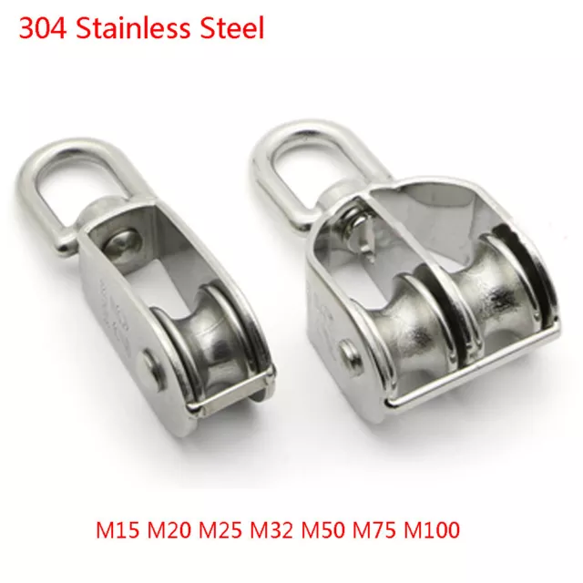 A2STAINLESS STEEL SINGLE/DOUBLE Pulley Rope Block Swivel Pulley Lifting ... A2STAINLESS STEEL SINGLE/DOUBLE Pulley Rope Block Swivel Pulley Lifting ...