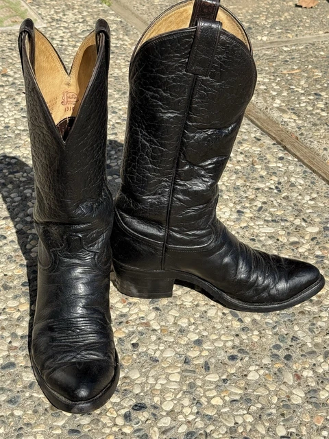 JUSTIN BOOTS BLACK Roper Cowboy Mens US 9 D Style 1310 Clean In/Out ...