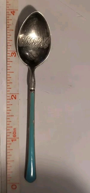 SOLID SILVER & Enamel Spoon By Turner And Simpsom B'ham 1924 EUR 17,43 ...