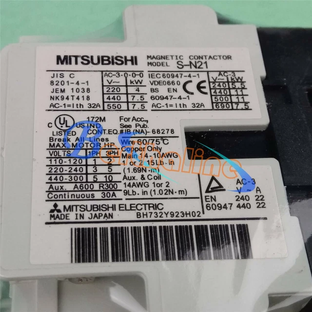 ONE MITSUBISHI MAGNETIC Contactor New S-N21 SN21 220VAC £41.10 ...