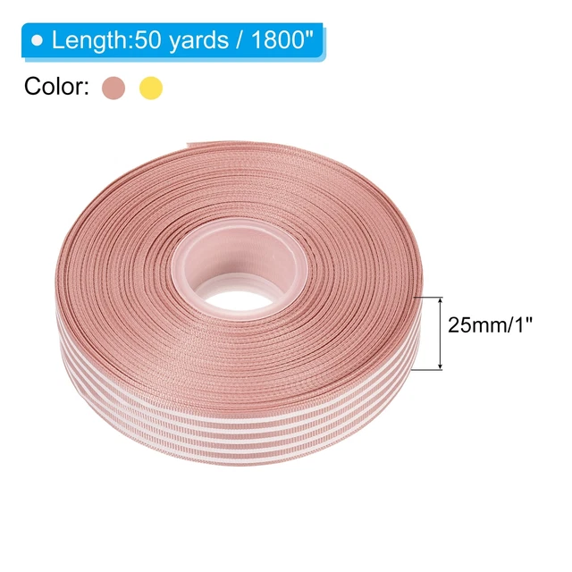 50 YARDS X 1" Ruban Rayé De Noël, Ruban Candy Jaune/Rose Clair EUR 21 ...