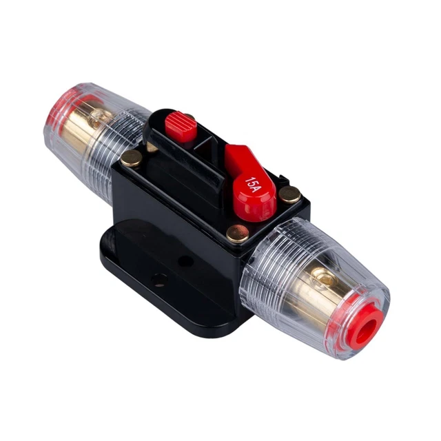 15 AMP CIRCUIT Breaker 15A Inline Fuse Holder Inverter Block DC 12V-24V ...