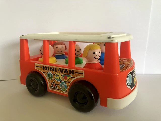 FISHER PRICE LITTLE People Mini Bus Van and 5 Figures Vintage 1980s Toy ...