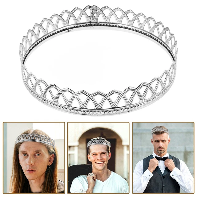 2 PCS KING Crowns For Men Metal Hair Accessories Royal Costume Prom ...