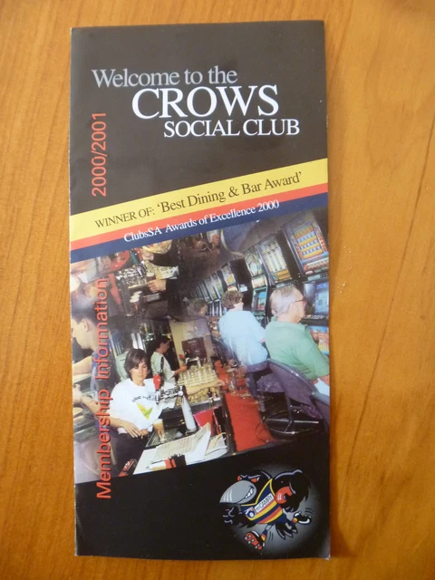 ADELAIDE CROWS SOCIAL Club Brochure / Pamphlet 2000 / 2001..Football ...
