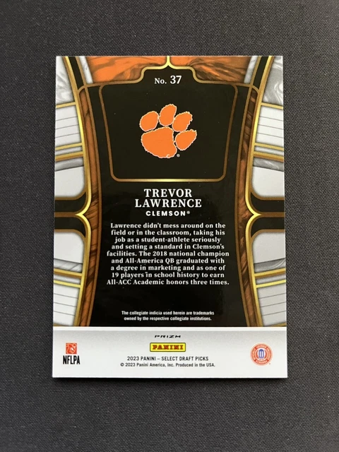 2023 SELECT DRAFT Picks Trevor Lawrence White Lazer Prizm #37 Clemson ...