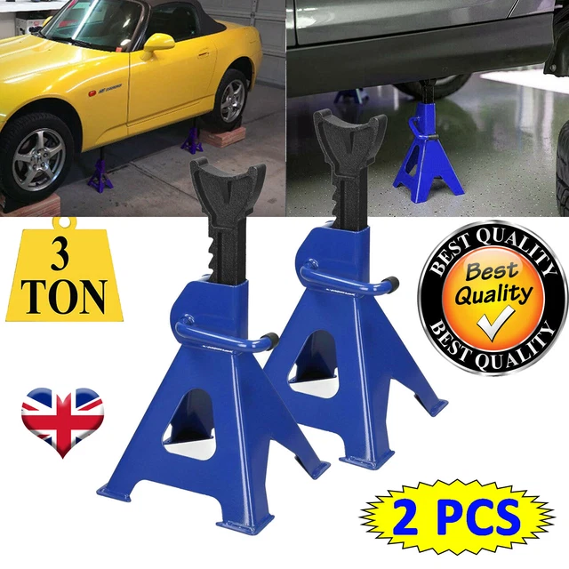 HEAVY DUTY 3 Ton Blue Axle Stands Jack Stands With Safety Pins Extra ...