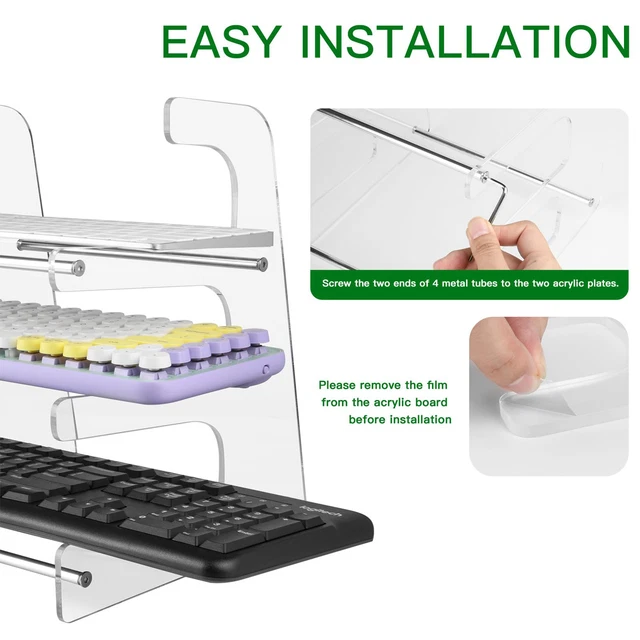 ACRYLIC KEYBOARD DISPLAY Stand 3 Tier Storage Rack Mechanical Computer ...