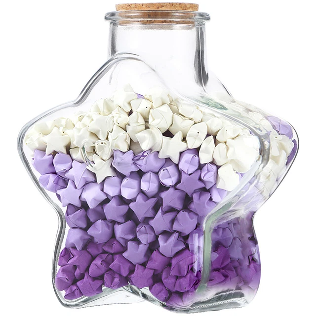 MAUVE CELLOPHANE ÉTOILE Origami Décor De Coeur Bocaux En Verre Forme D ...