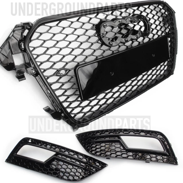 RS4 STYLE HONEYCOMB Front Bumper Grilles & Fog Light Covers Audi A4 B8 ...