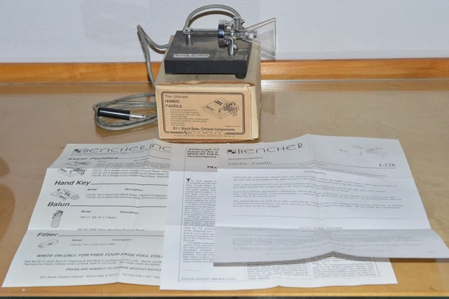 NEW BENCHER BY-1 Iambic Paddle Key for Ham Radio Morse Code CW Box ...