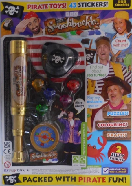 BBC CBEEBIES SWASHBUCKLE magazine #22 2024 Stories, 43 Stickers ...