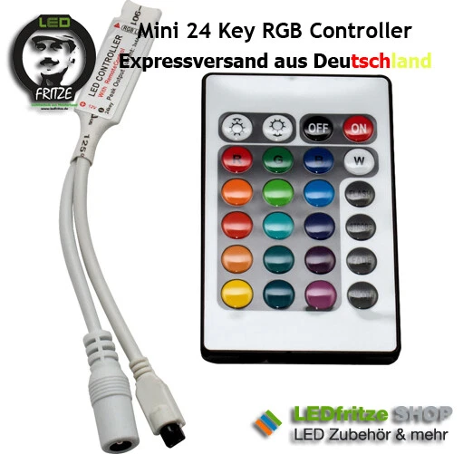 RGB (IR) CONTROLLER für 5V 12V 24V LED RGB-Streifen mit 24 Tasten Fernbedienung EUR 5,49 ...