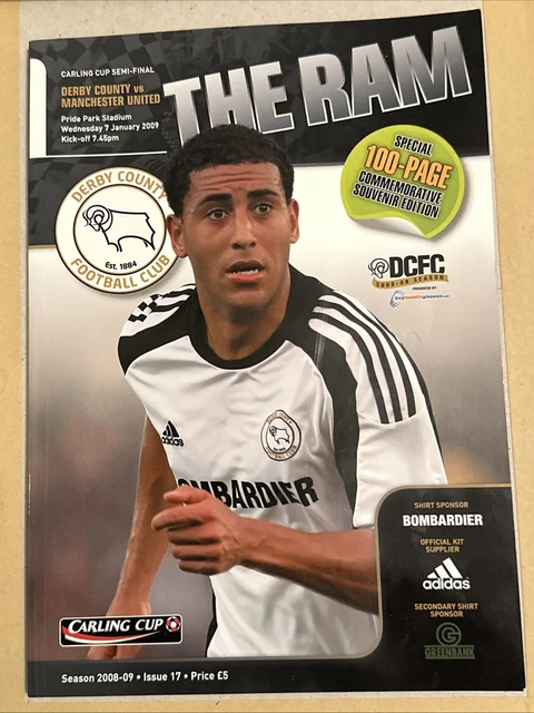 2008/09 DERBY COUNTY Football Programme x 2 v Manchester United FA ...