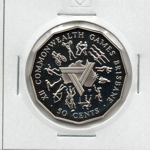 AUSTRALIAN PROOF: 1982 50 Cent Coin Commonwealth Games In 2X2 Holder ...