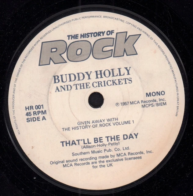 BUDDY HOLLY AND the Crickets That'll Be the Day 7" vinyl UK MCA 1982 History of EUR 4,21 ...