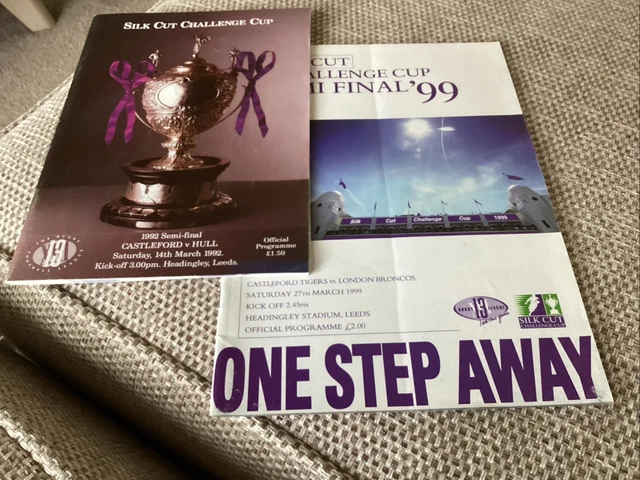 CASTLEFORD RL CHALLENGE cup s/f programmes x 2 (1992 & 99) £1.00 ...