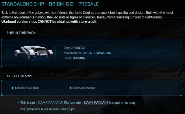 STAR CITIZEN ORIGIN G12 LTI - Original Concept OC (no CCU) EUR 79,99 ...