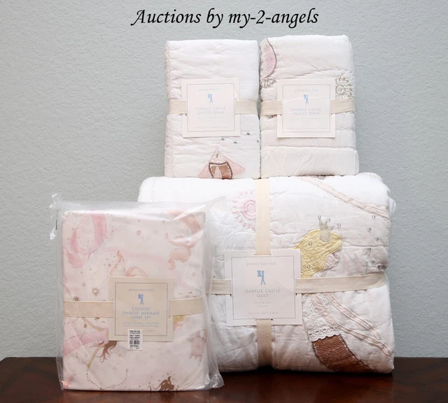 NEW POTTERY BARN Kids ISABELLE MERMAID CASTLE Twin Quilt +Shams +Sheet ...