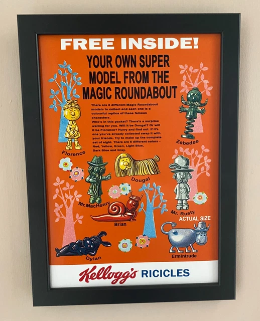 KELLOGG'S MAGIC ROUNDABOUT Cereal Toys Framed Poster Ricicles Advert ...