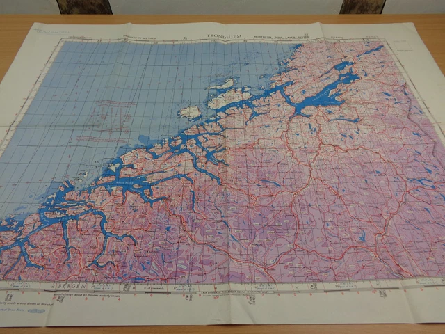 WW2 RAF MAP of NORWAY entitled "TRONDHEIM" (WING COMMANDER, DFC & BAR ...