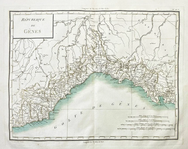 GENOVA GENUA LIGURIA Italia Mappa Carta Mappa Incisione Mentelle 1782 ...