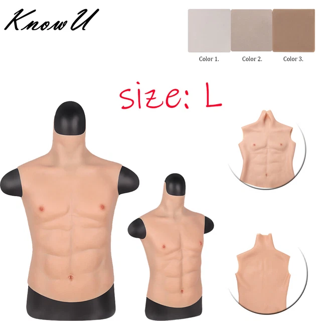KNOWU REALISTIC SILICONE Man Muscle Chest Abdominal Fake Muscle Suit ...