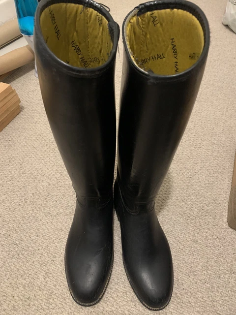 HARRY HALL HORSE Riding Boots UK Size 4 Black EU 37 Tall Equestrian USA ...
