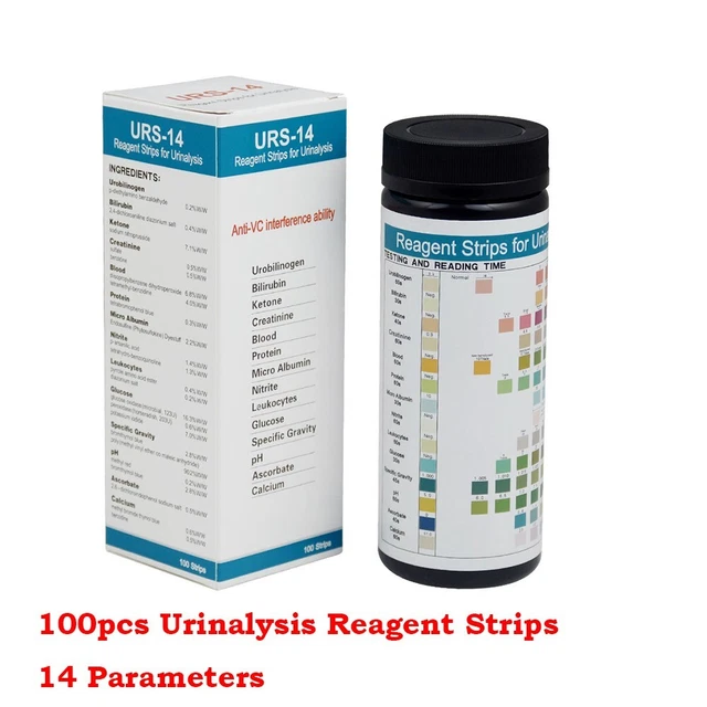 100PCS URINALYSIS REAGENT Strips 14 Parameters Analyzing Urine Test ...