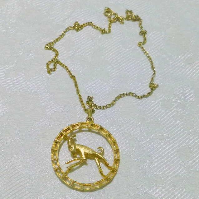 VINTAGE GOLD TONE Aries The Ram Astrology Zodiac Pendant Necklace £9.45 ...